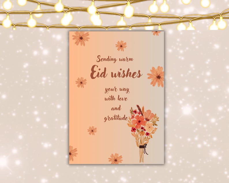 Floral Eid Card Printable | Eid Mubarak Greeting Card | Instant ...