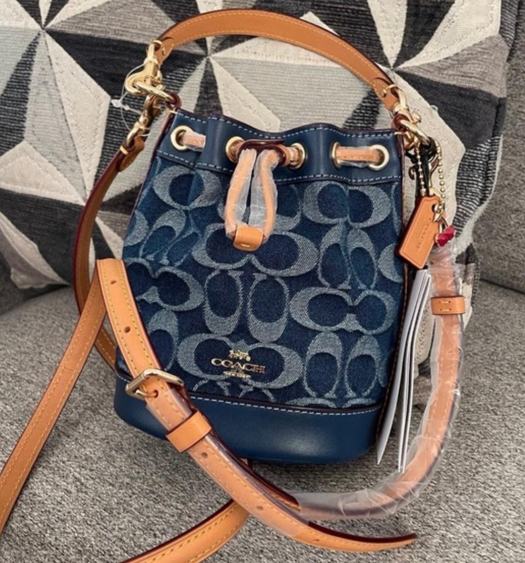 Coach Mini Bucket Bag in Signature Denim - Etsy UK