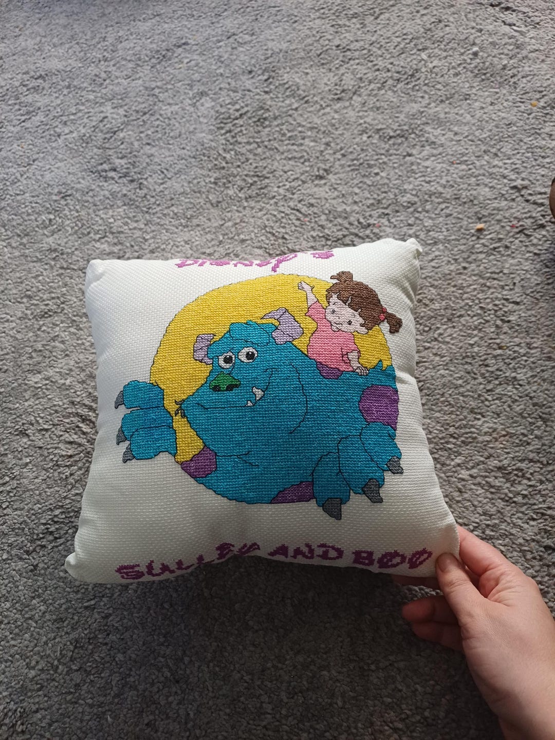 Disney Sulley and Boo Cross Stitch Cushion - Etsy