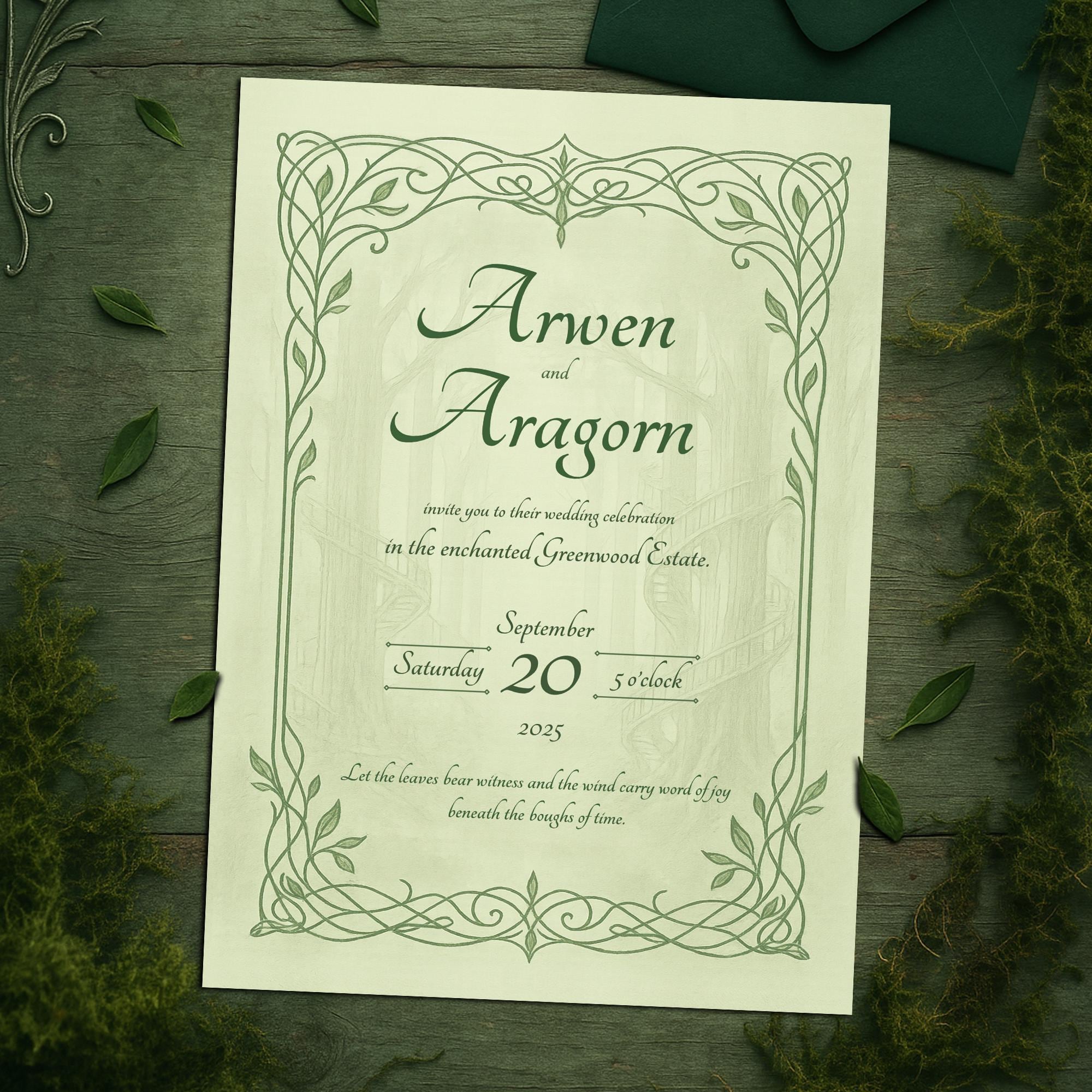 Elvish Wedding Invitation Template: Canva Editable & Printable (digital ...