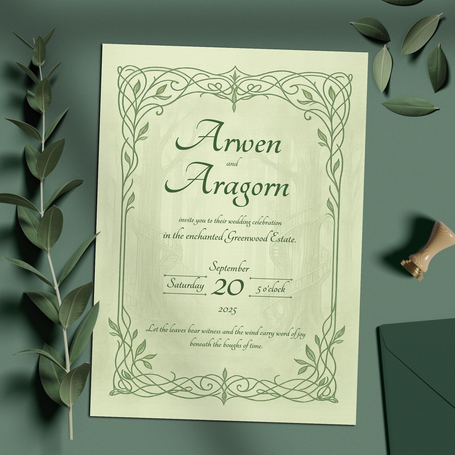 Elvish Wedding Invitation Template: Canva Editable & Printable (digital ...