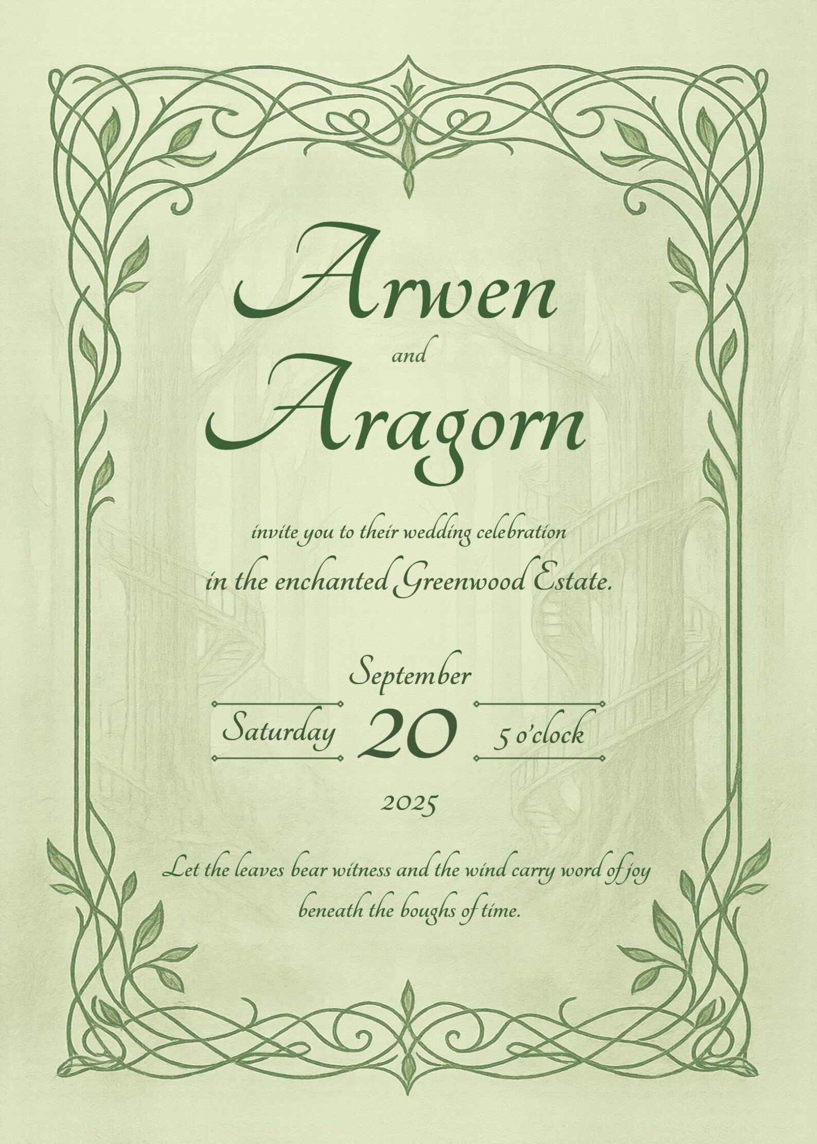 Elvish Wedding Invitation Template: Canva Editable & Printable (digital ...