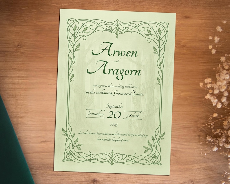 Elvish Wedding Invitation Template: Canva Editable & Printable (digital ...