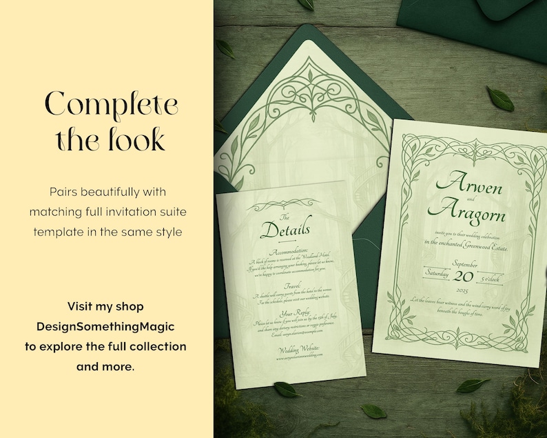 Elvish Wedding Invitation Template: Canva Editable & Printable (digital ...