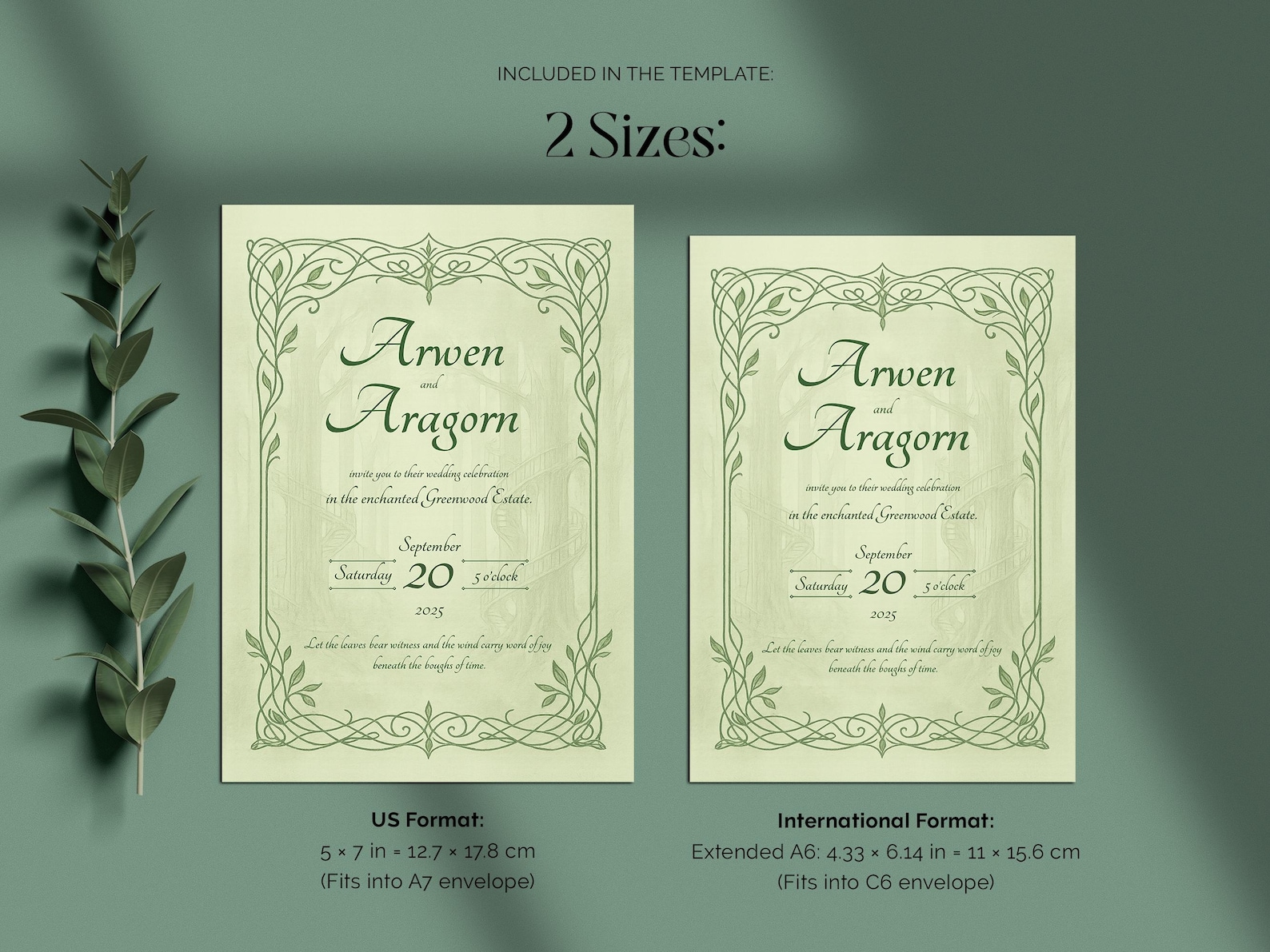 Elvish Wedding Invitation Template: Canva Editable & Printable (digital ...
