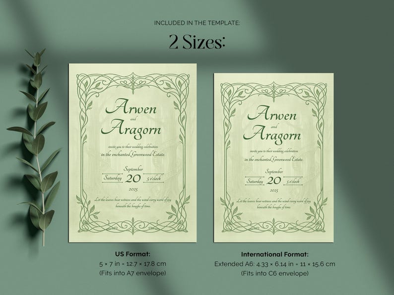 Elvish Wedding Invitation Template: Canva Editable & Printable (digital ...