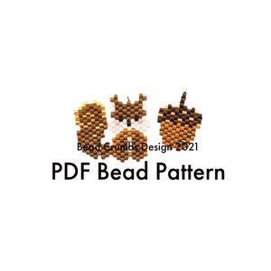 Squirrel and Acorn, Brick Stitch Bird Pattern, Beaded Earring Charm ...