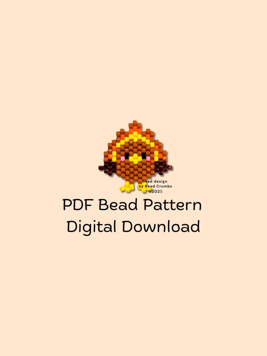 Turkey Bead Pattern, Brick Stitch Beading Fall Craft, PDF Digital ...