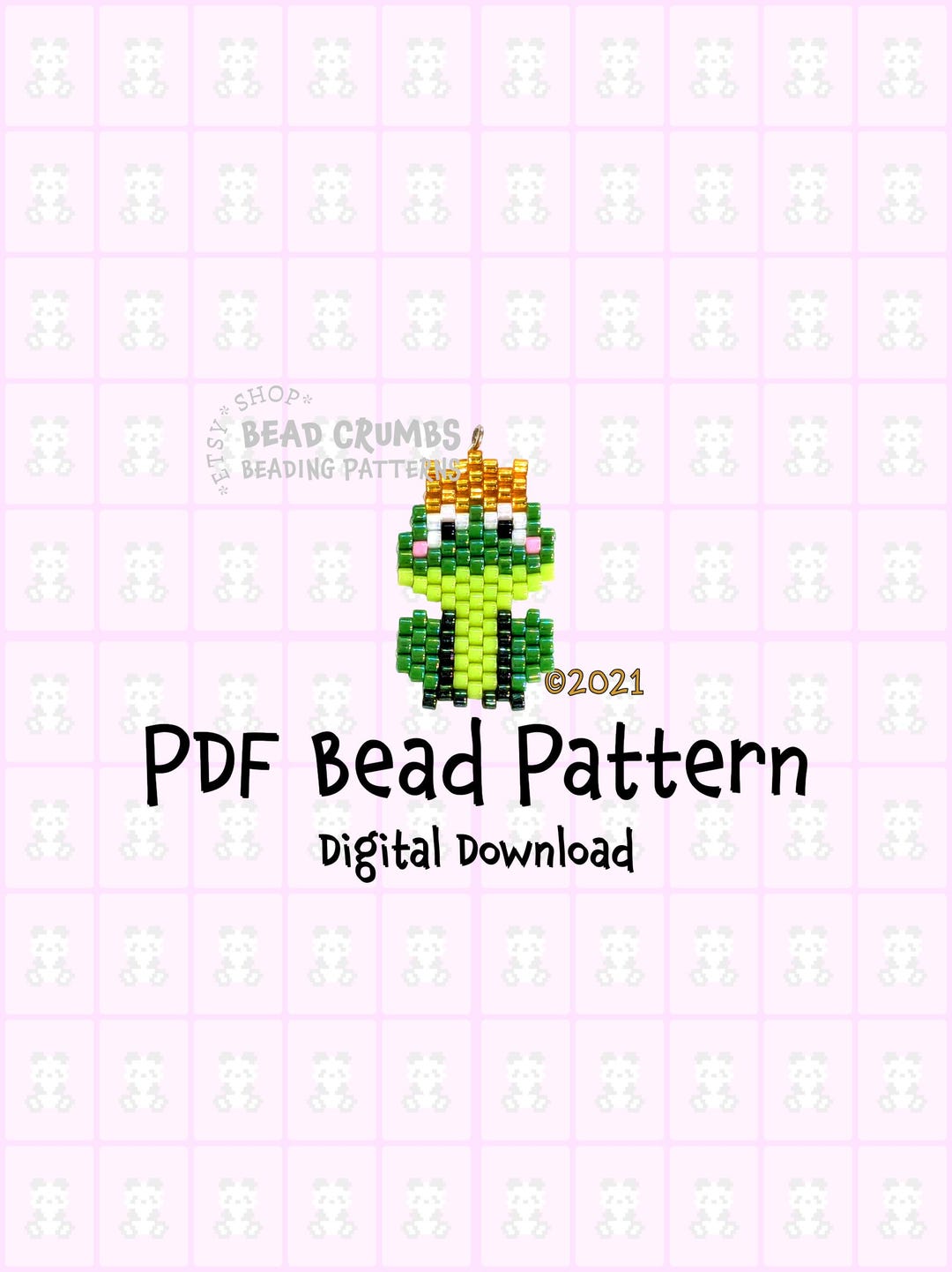 Frog Crown Brick Stitch Beading Pattern, Animal Charm Earring Pendant ...