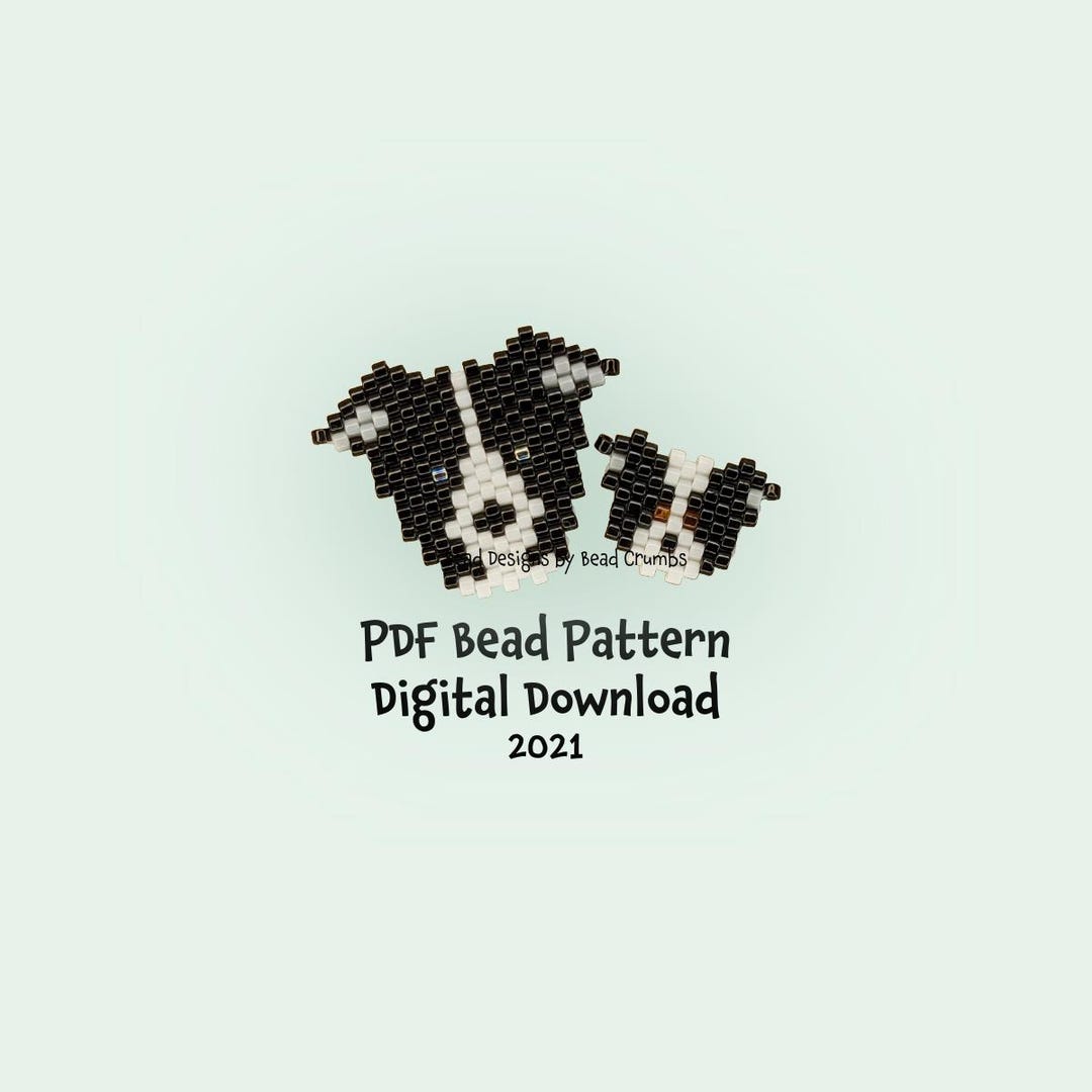 Bead Pattern Border Collie Dog Set, Brick Stitch Charm, PDF Digital ...