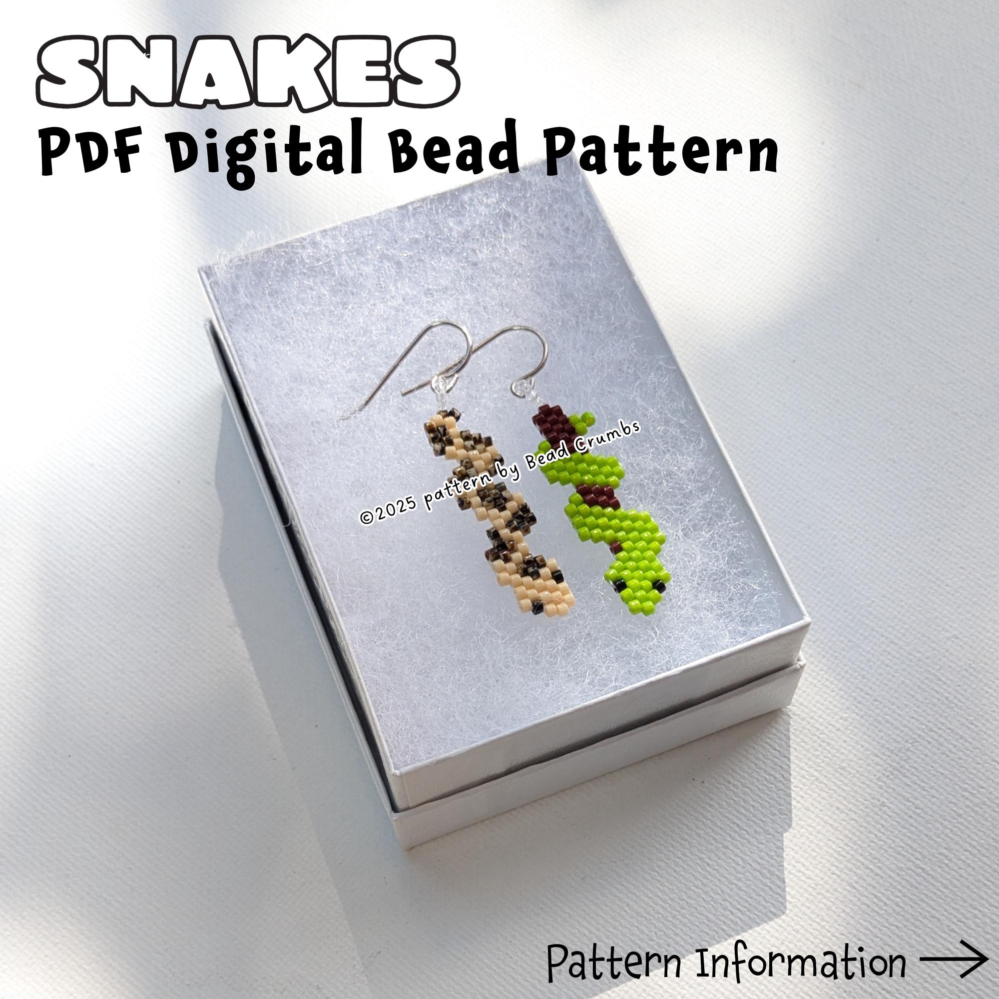 Snakes Bead Craft Pattern – DIY Brick Stitch Reptile Earring Charm ...