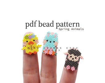 Brick Stitch Chickens Chick Hen and Rooster, Seed Bead Diagram Animal Charms Earrings Pendants ...