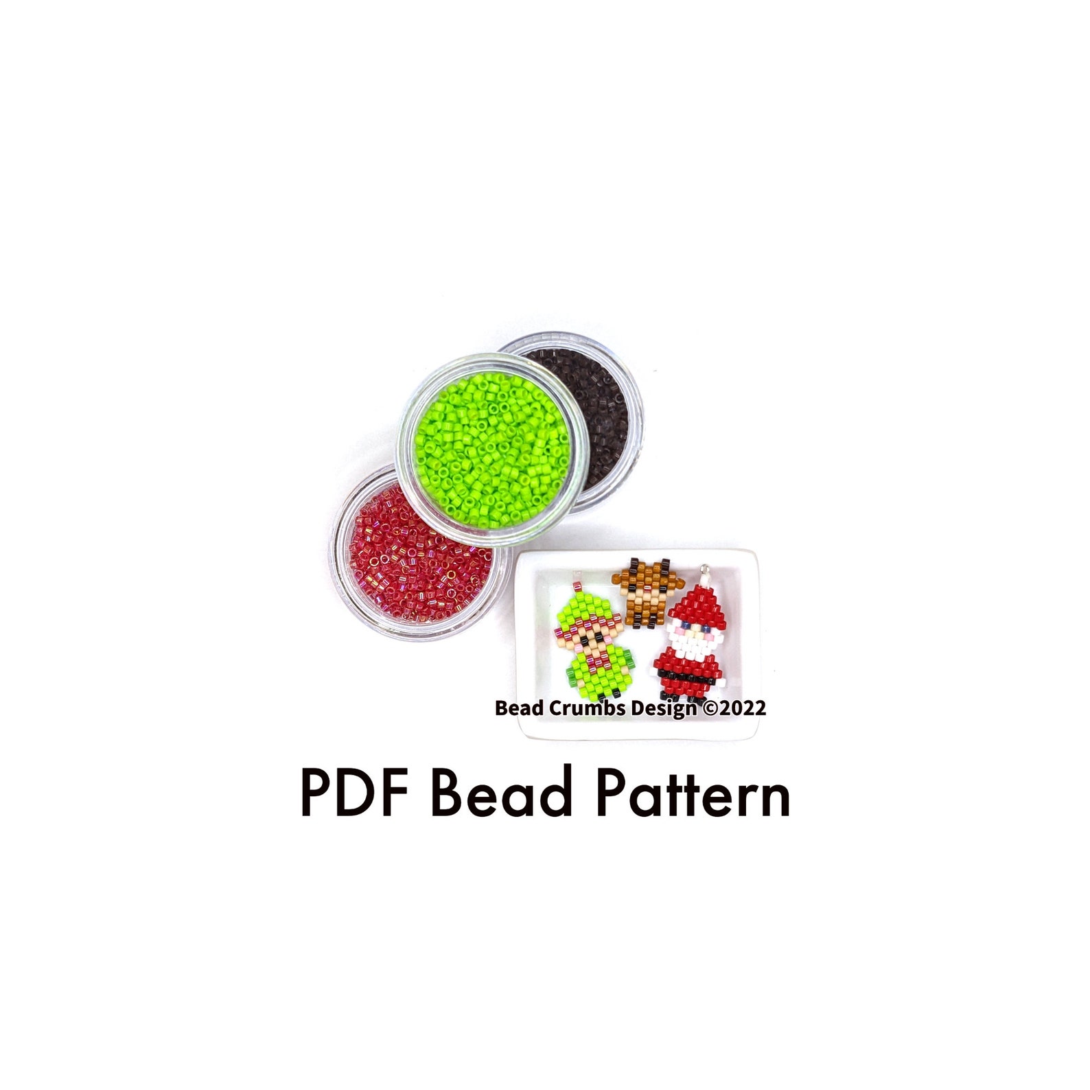 Mini Santa Elf Reindeer Set Brick Stitch Pattern Beaded - Etsy