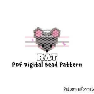 Rat Bead Craft Pattern – DIY Brick Stitch Animal Pendant/charm Diagram ...