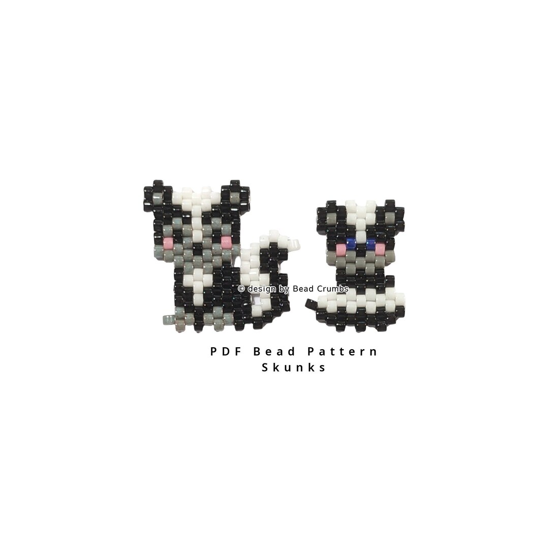 Skunks Brick Stitch Bead Pattern, DIY Beaded Earring Jewelry Charms ...
