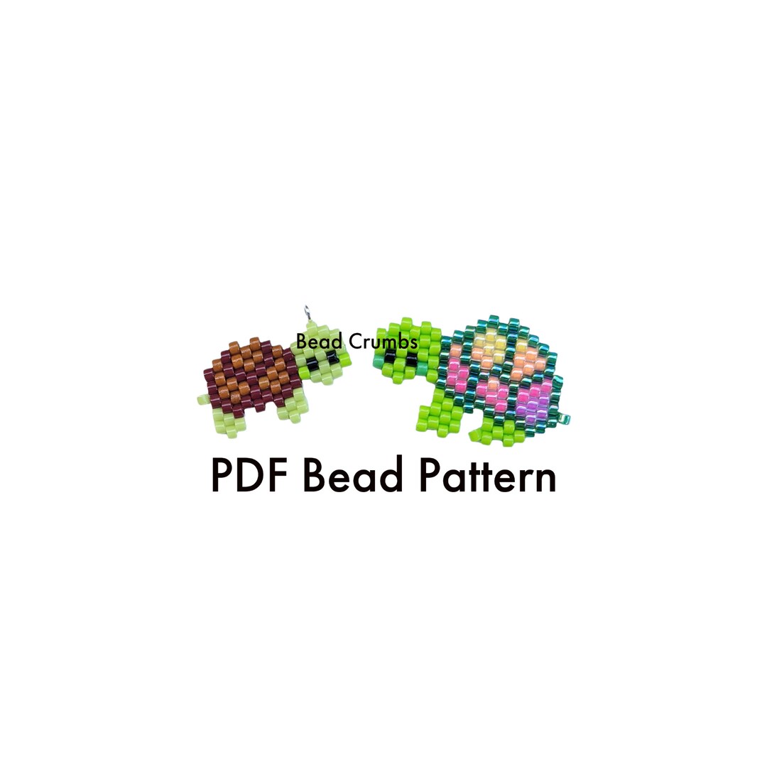 Turtle Set Brick Stitch Bead Pattern, DIY Seed Bead Earring Charms, PDF Digital Download ...