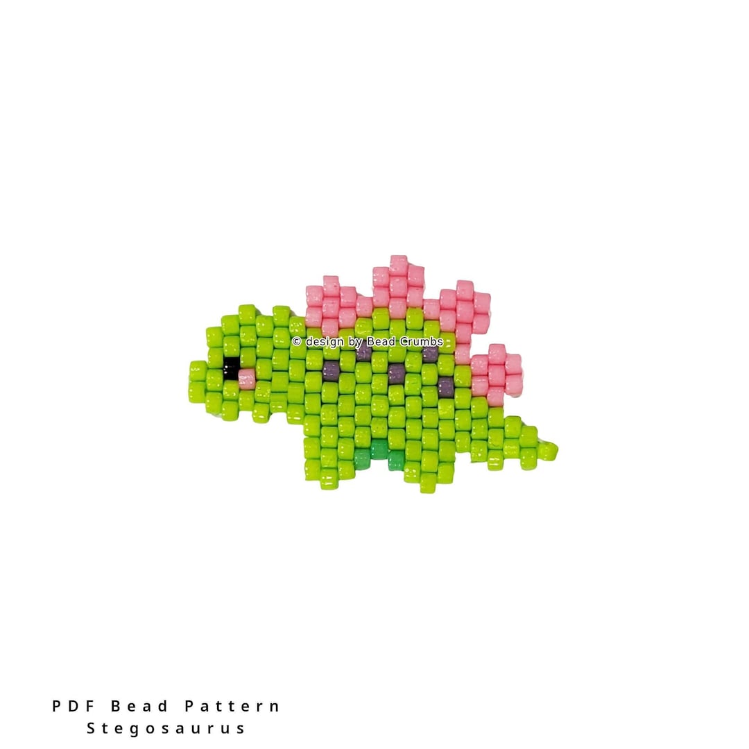 Stegosaurus Dinosaur Brick Stitch Bead Pattern, DIY Beaded Earring ...