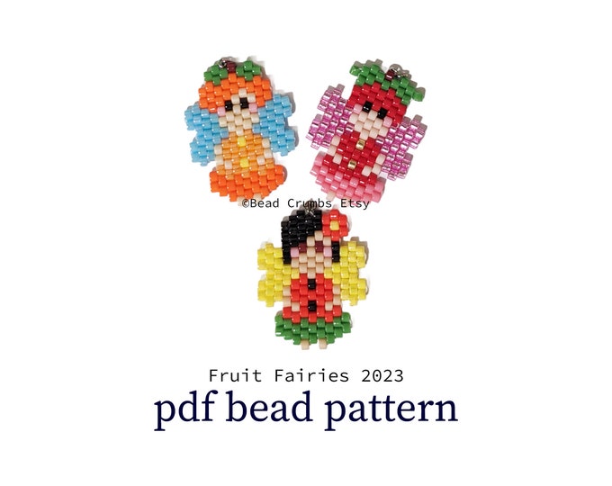 Orange Strawberry Watermelon Fruit Fairy, Brick Stitch Bead Pattern ...