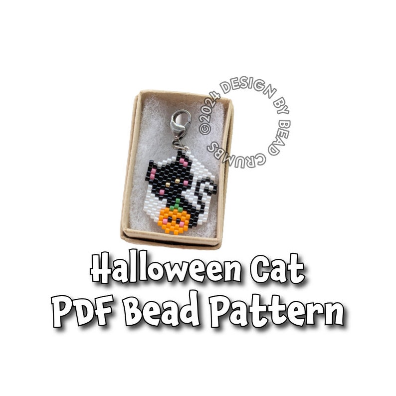 Halloween Black Cat Pumpkin Brick Stitch Bead Pattern, PDF Digital ...