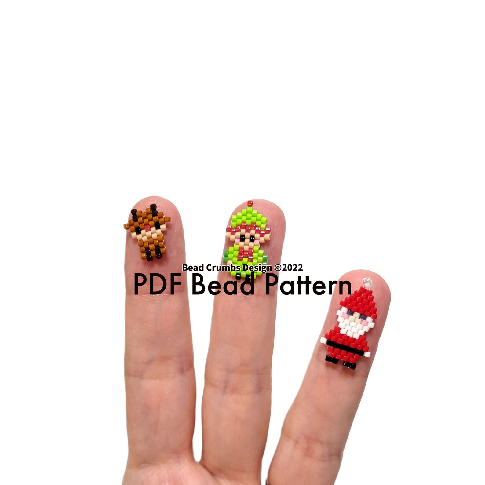 Mini Santa Elf Reindeer Set Brick Stitch Pattern Beaded - Etsy