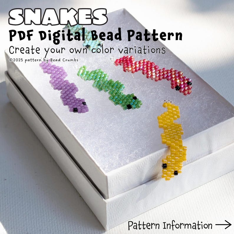Snakes Bead Craft Pattern – DIY Brick Stitch Reptile Earring Charm ...