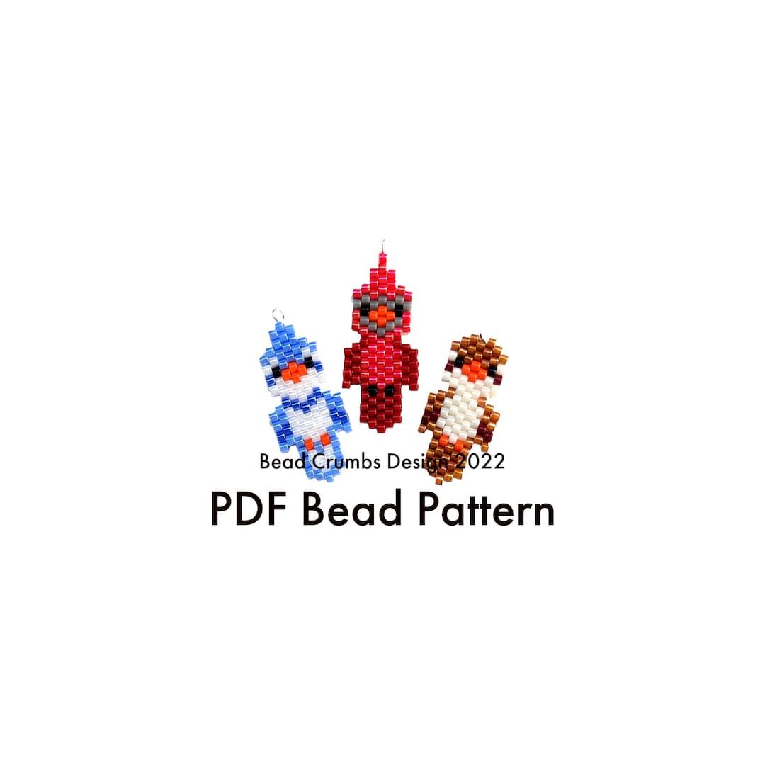 Blue Jay Cardinal Wren Brick Stitch Bird Pattern, Beaded Earring Charm ...