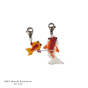 Koi Carp Fish Brick Stitch Bead Pattern, DIY Beaded Earring Jewelry Charms, PDF Digital Download ...