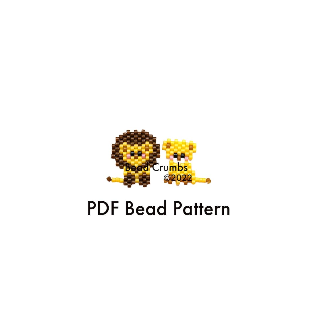 Lion Lioness Brick Stitch Bead Pattern, DIY Beaded Earring Charms, PDF ...