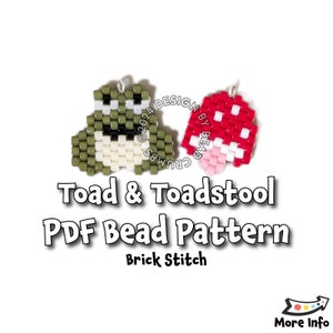 MINI Toad and Toad Stool Brick Stitch Pattern, Diagrams for Beaded ...