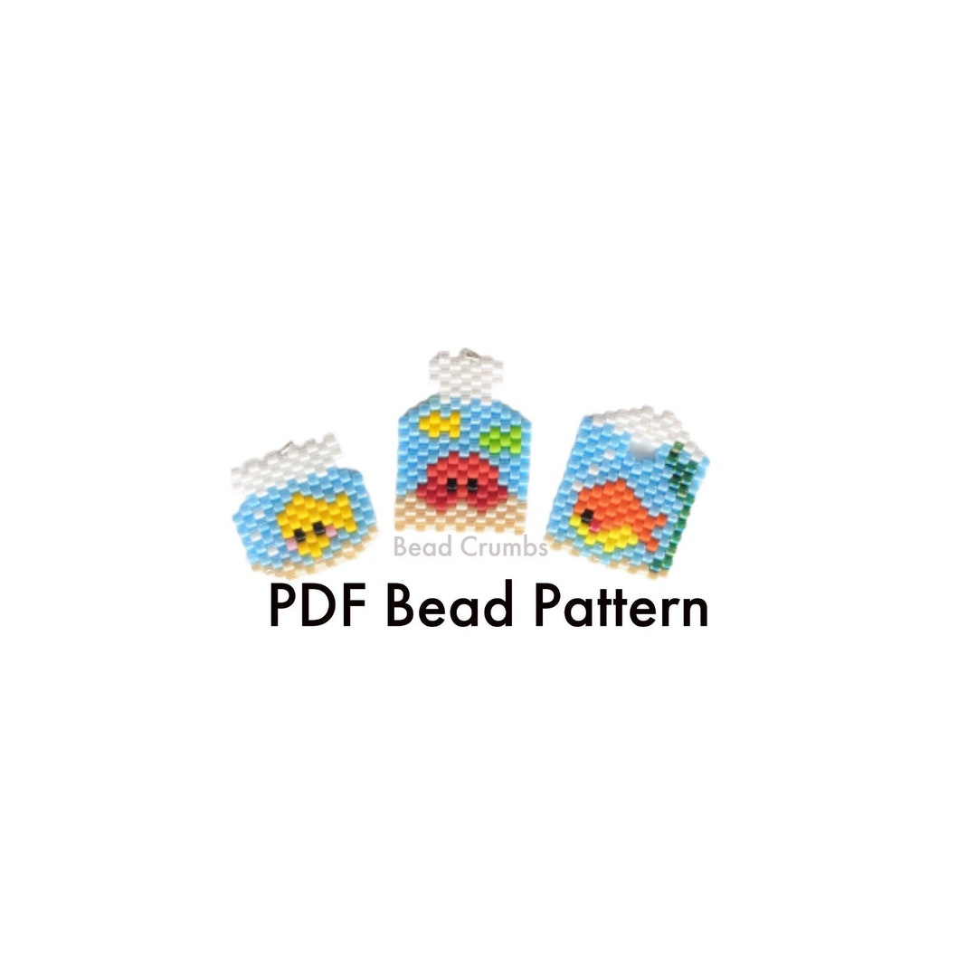 Fish and Crab Aquarium Brick Stitch Bead Pattern, Seed Bead Charms, PDF ...