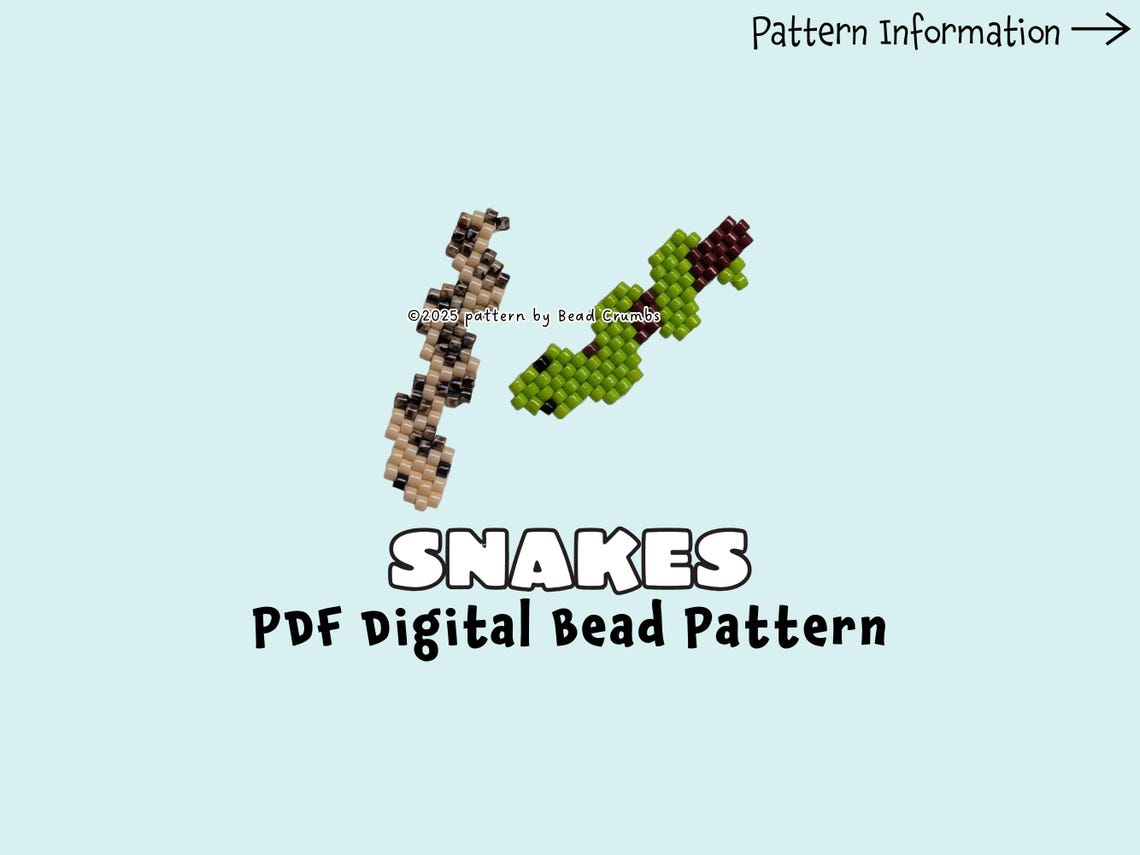 Snakes Bead Craft Pattern – DIY Brick Stitch Reptile Earring Charm ...