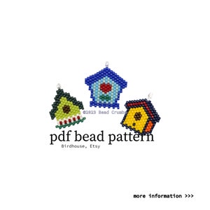 Birdhouse Brick Stitch Bead Pattern, DIY Beaded Jewelry Charms, PDF ...