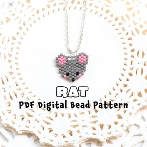 Rat Bead Craft Pattern – DIY Brick Stitch Animal Pendant/charm Diagram ...