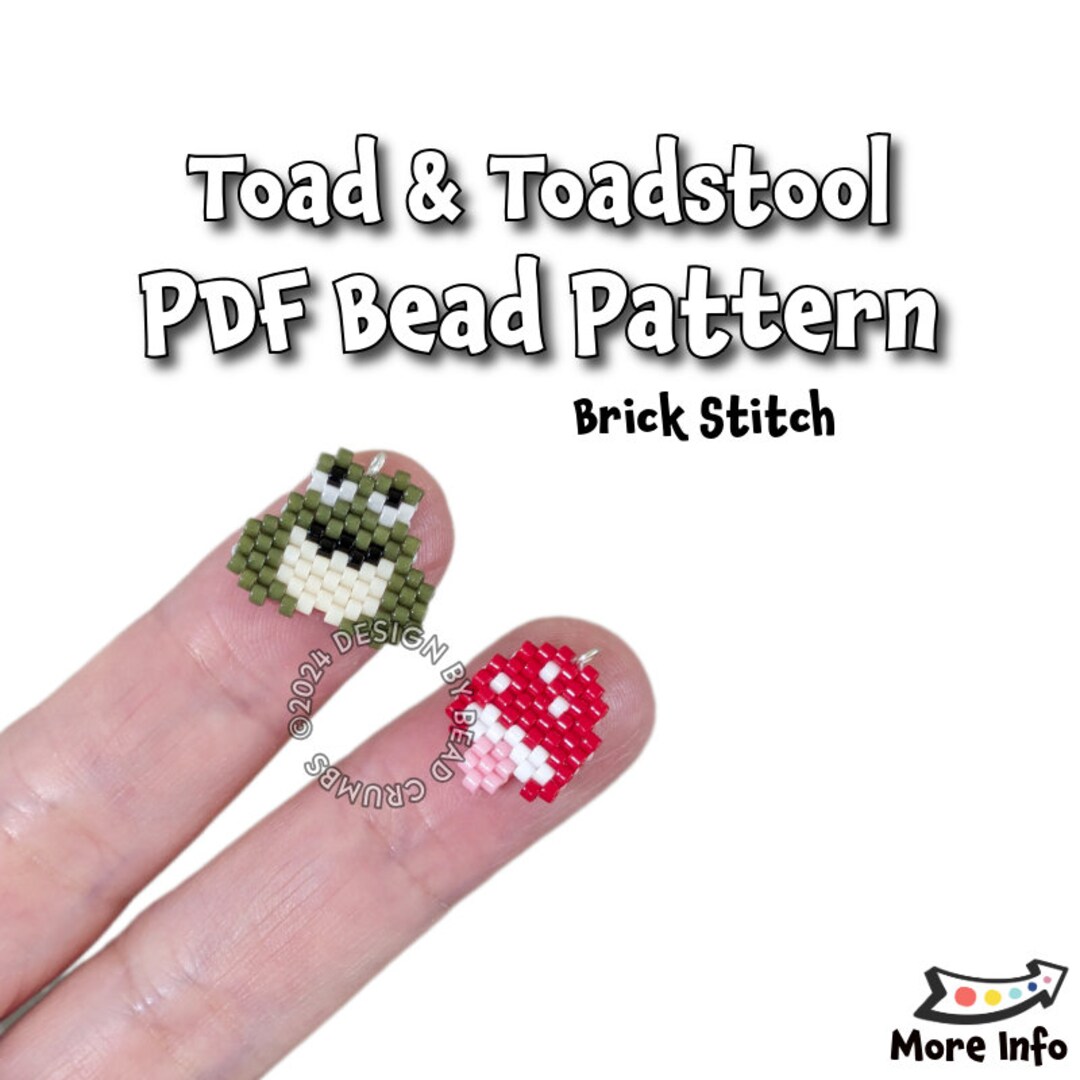 MINI Toad and Toad Stool Brick Stitch Pattern, Diagrams for Beaded ...