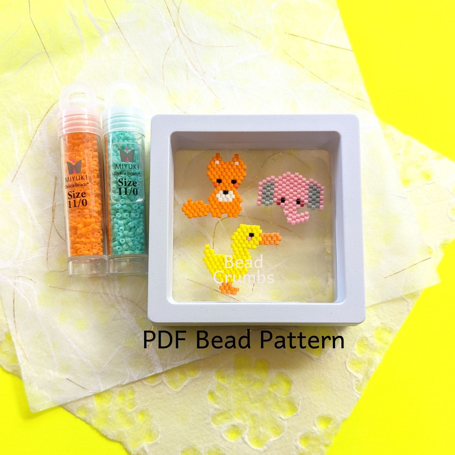 Duck Elephant Fox Brick Stitch Bead PATTERN Miyuki Charm - Etsy