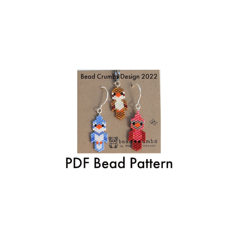Blue Jay Cardinal Wren Brick Stitch Bird Pattern Beaded - Etsy