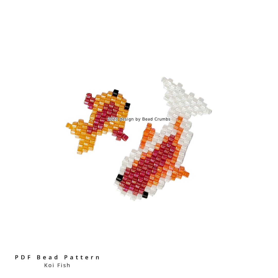 Koi Carp Fish Brick Stitch Bead Pattern, DIY Beaded Earring Jewelry Charms, PDF Digital Download ...