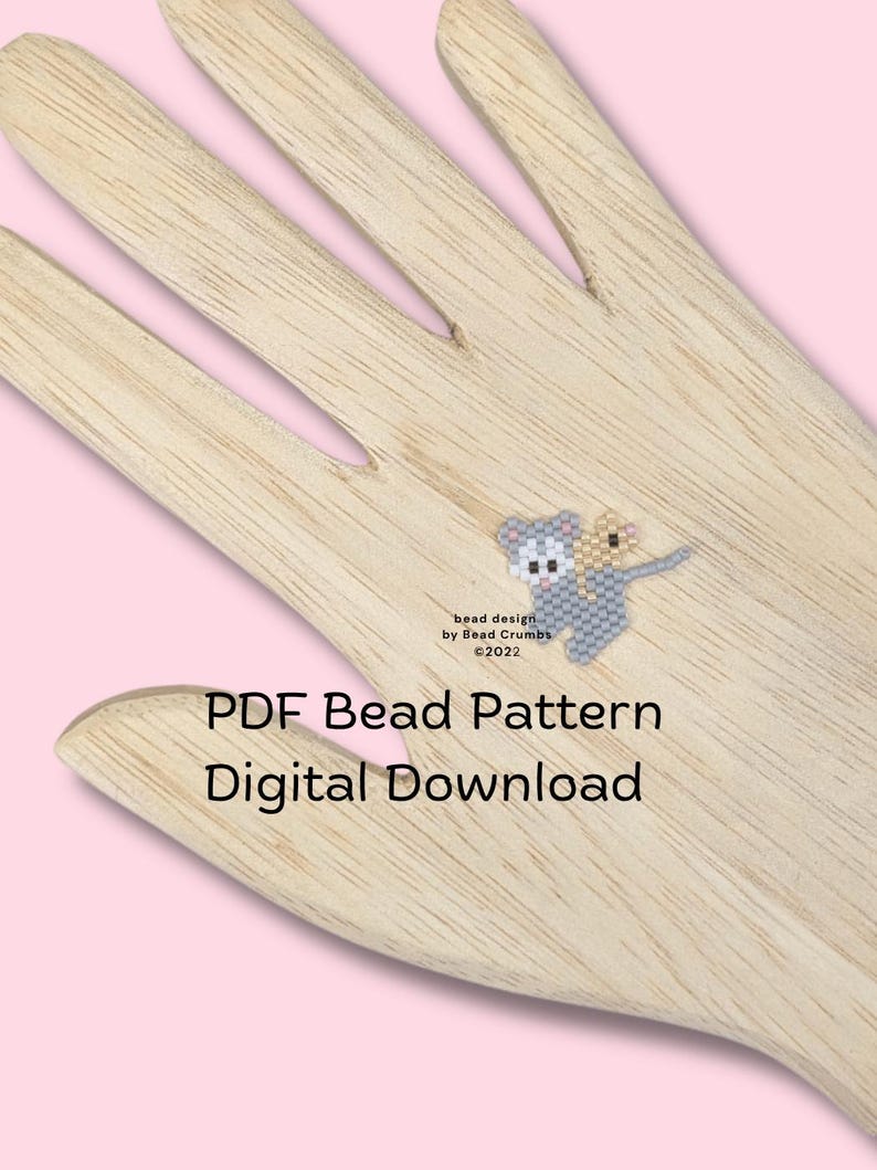 Gray Opossum Bead Pattern, Brick Stitch Animal Charm, PDF Digital ...