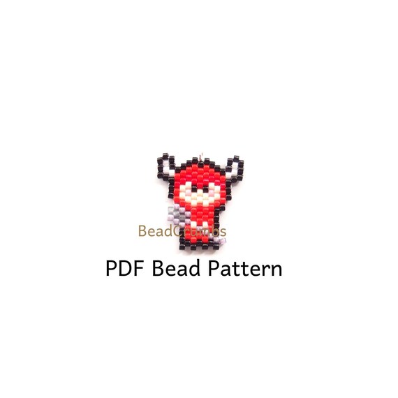 Bead Pattern Cute Little Red Devil Brick Stitch Charm - Etsy