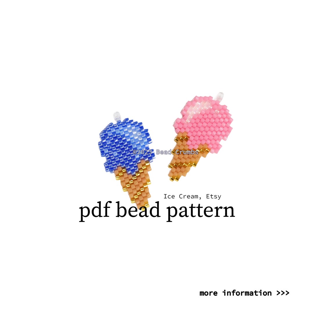 Ice Cream Brick Stitch Bead Pattern, DIY Beaded Jewelry Charms, PDF ...