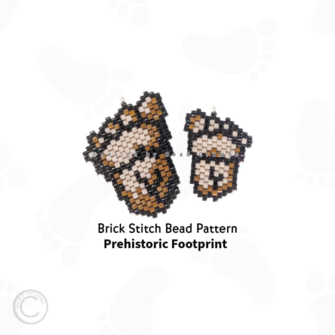Brick Stitch Pattern Prehistoric Footprint, Seed Bead Diagram for ...