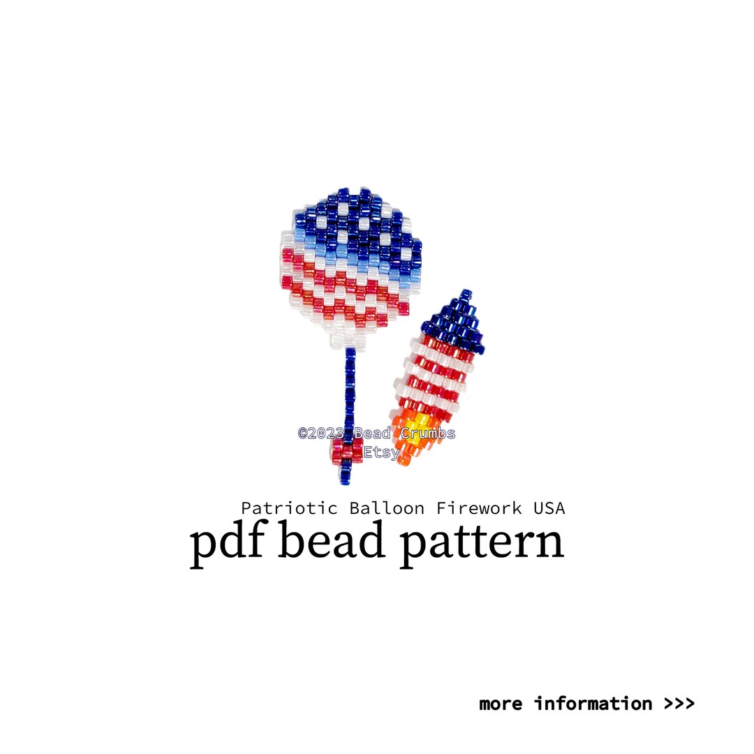 Balloon Firework Bead Pattern Brick Stitch Patriotic USA Red - Etsy