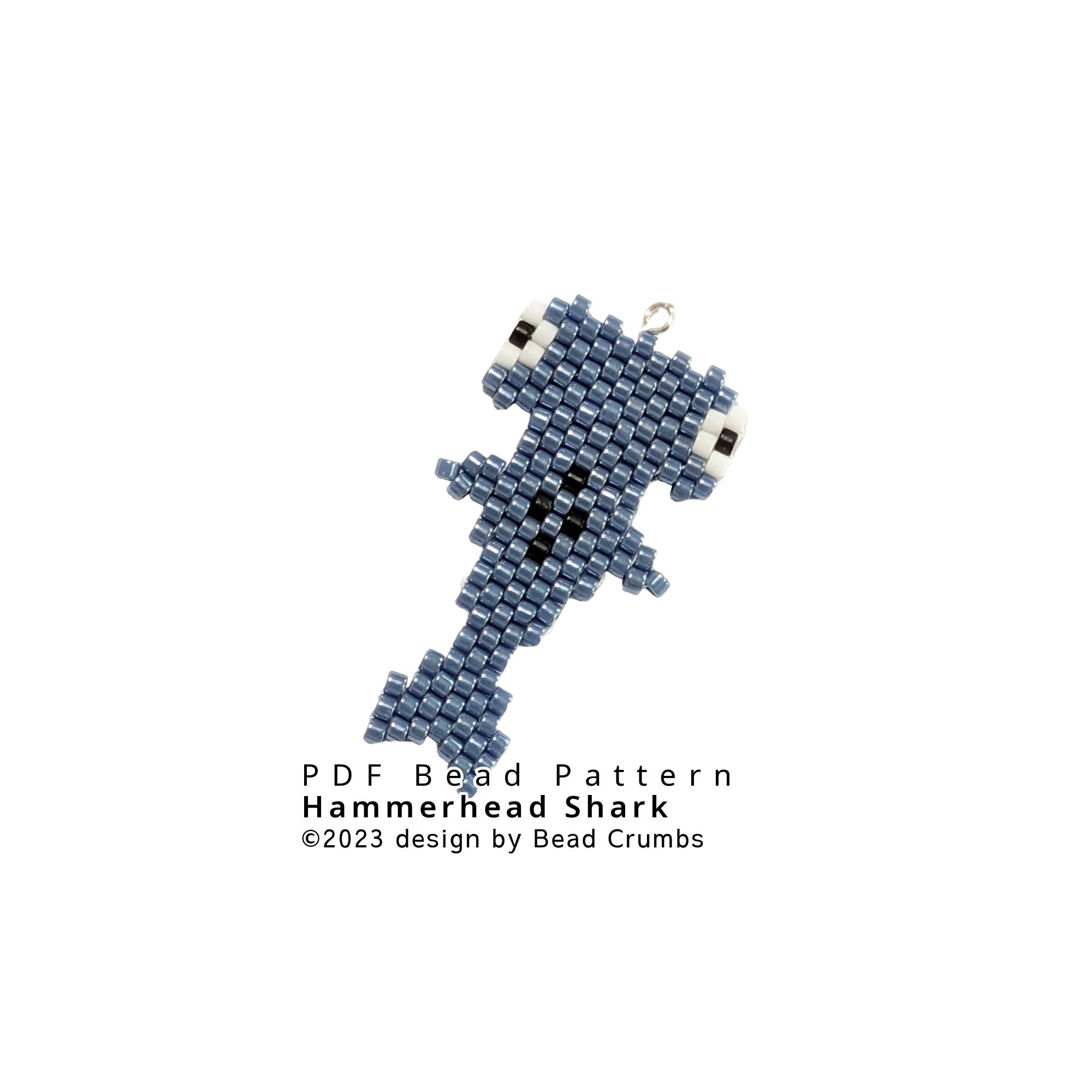 Hammerhead Shark Brick Stitch Bead Pattern: Miyuki Delica DIY Charm ...