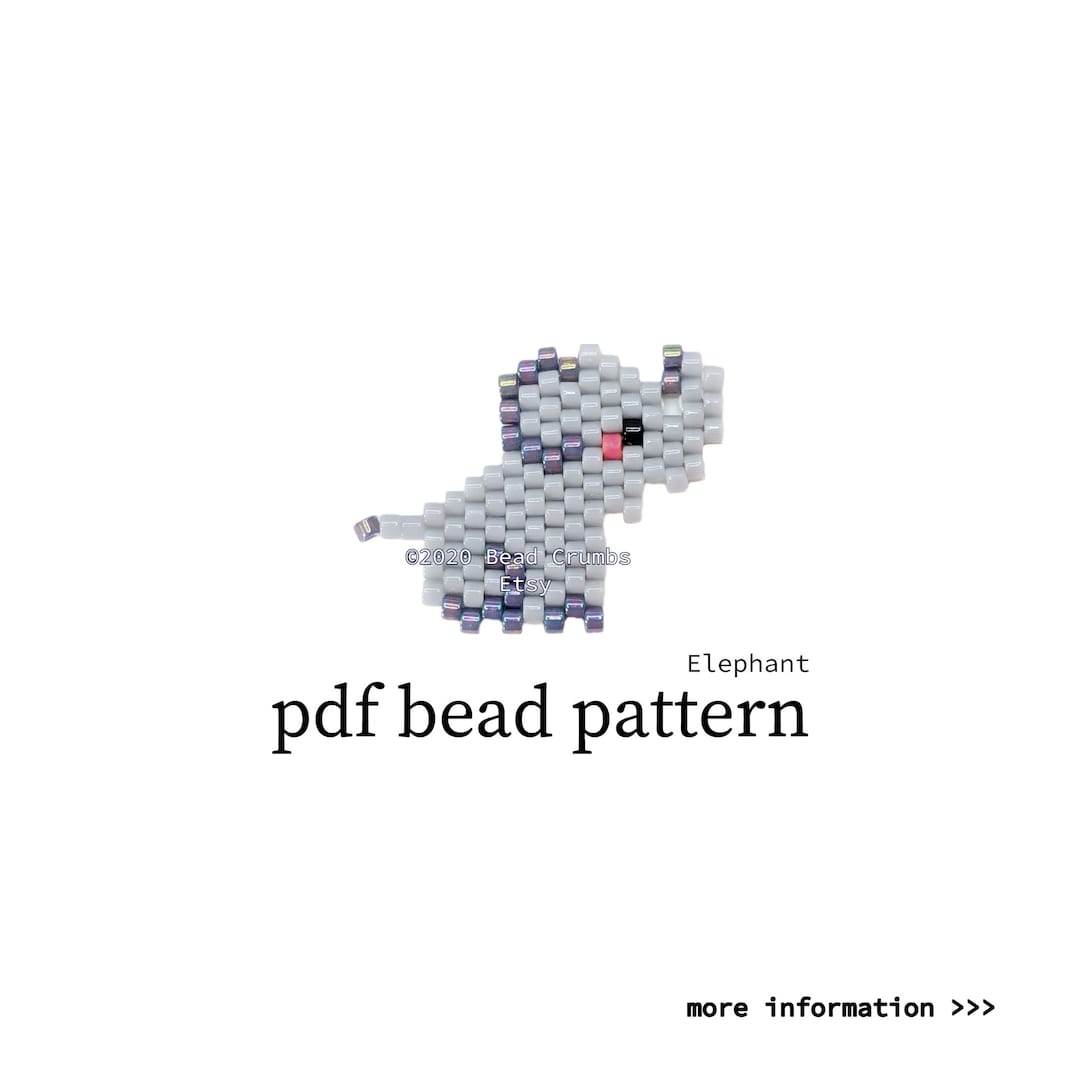 Elephant Bead Pattern, Brick Stitch Charm, PDF Digital Download - Etsy