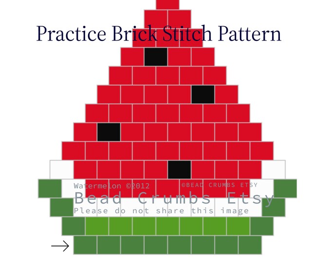 Watermelon Slice, Easy Brick Stitch Beading Pattern, Beaded Charm ...