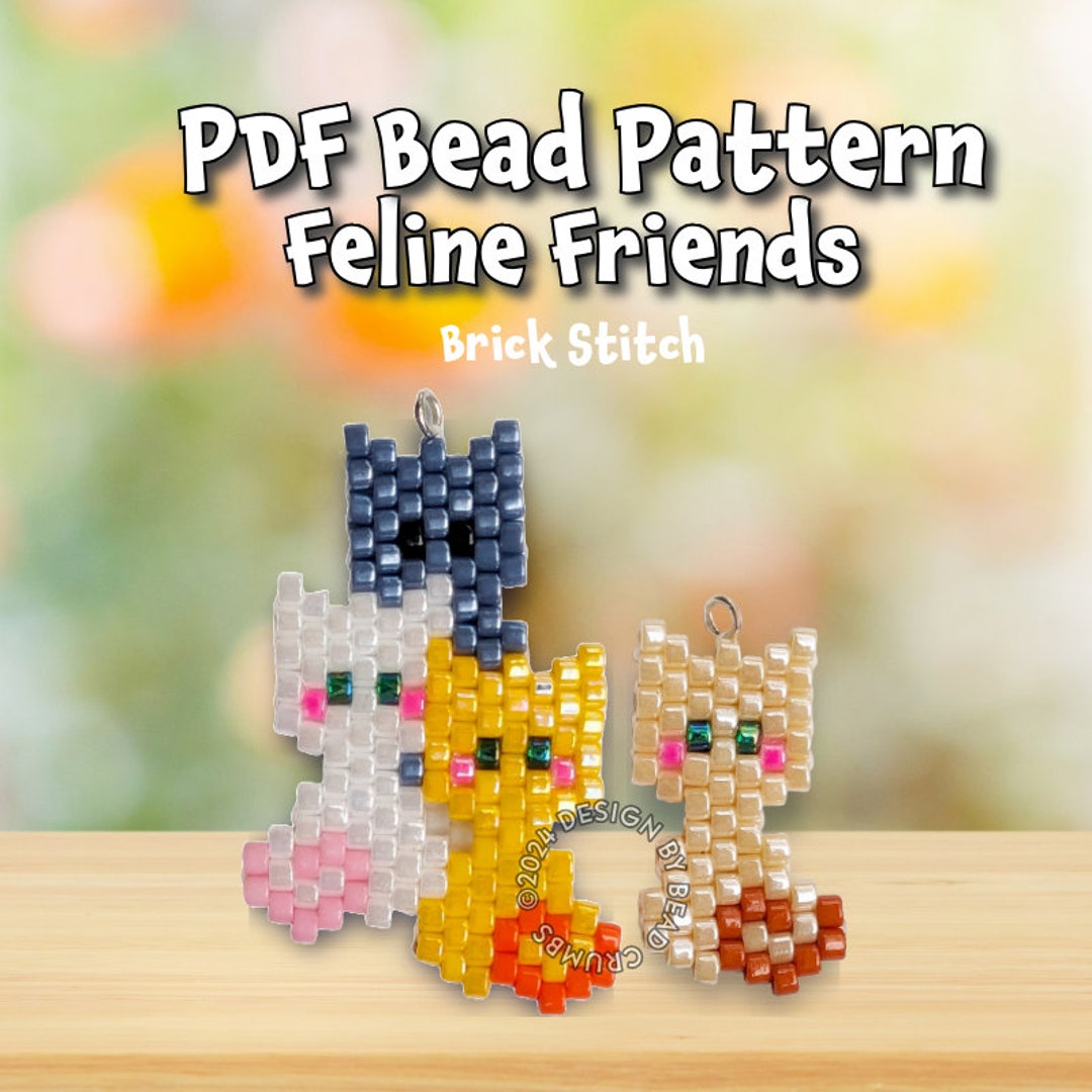 Cats Brick Stitch Bead Pattern, DIY Beaded Charm, PDF Digital Download ...