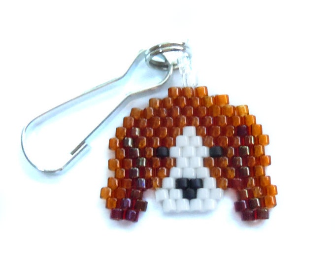Seed Bead Beagle Zipper Pull, Beaded Lanyard Charm, Brick Stitch ...