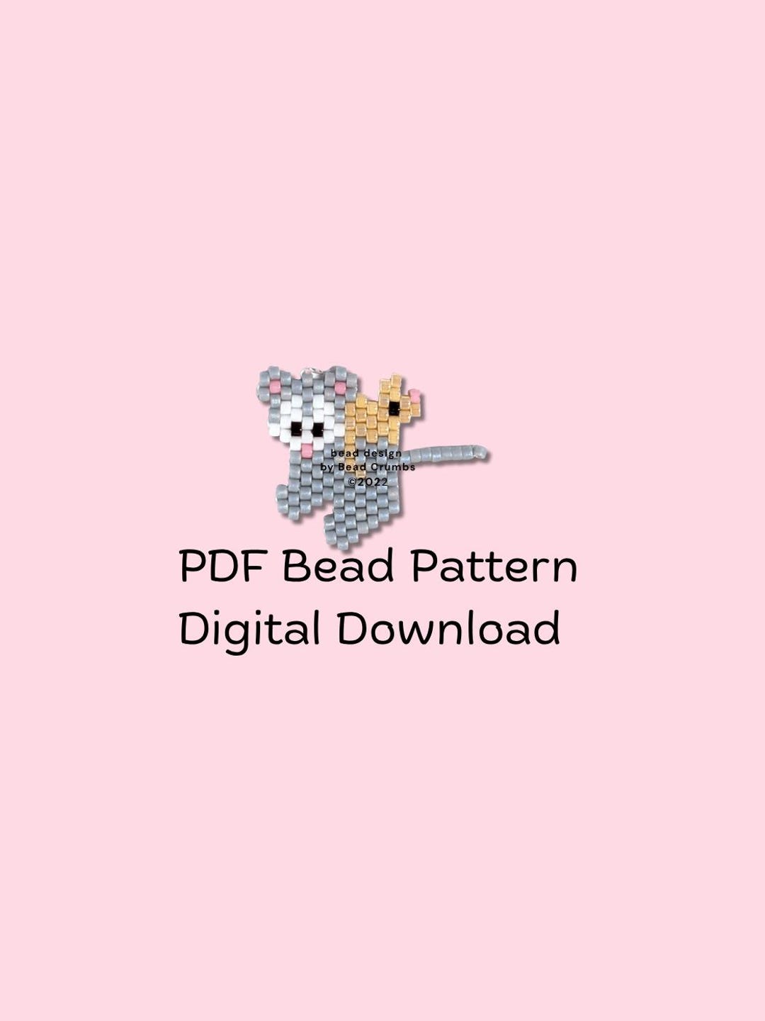 Gray Opossum Bead Pattern, Brick Stitch Animal Charm, PDF Digital ...