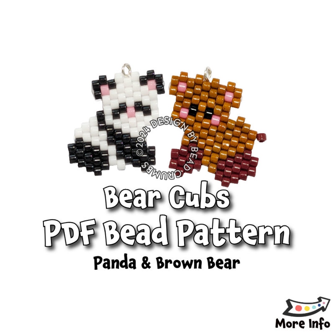 Brick Stitch Bear Cubs, Beading Diagrams for Panda and Brown Bear ...