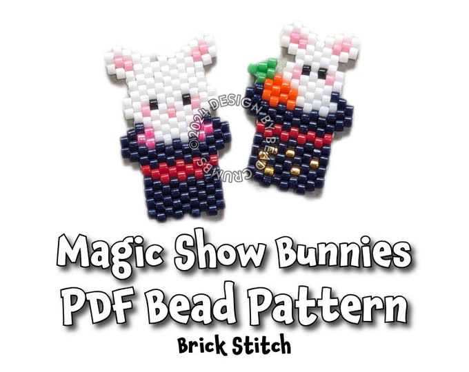 Magic Show Bunnies Brick Stitch Bead Pattern , Rabbit Animal PDF ...